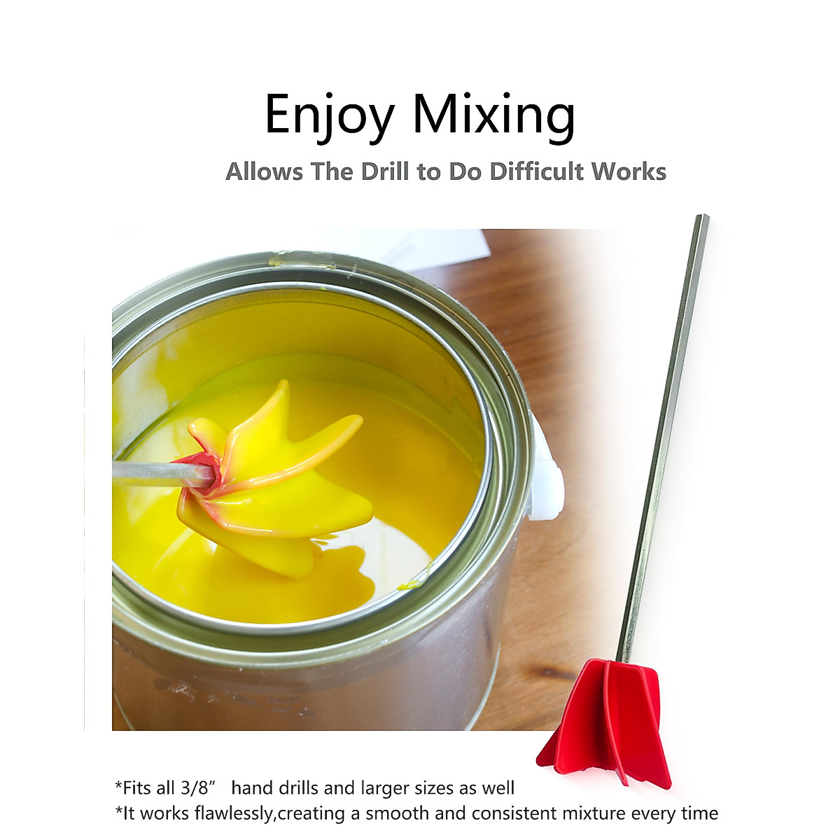 Bicafa 2packs 1 Gallon Paint Mixer for Drill Works with all 3/8 inch and Larger Drills, Resin Epoxy Mixer, Paint Mixer Drill Bit, Drill Mixer Attachment with Paddle Design Fits1 Gallon