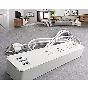 RIGO Power Strip Surge Protector, 3 Outlets, 4 USB Ports, Fireproof Material, UL Certified, 5.5ft Cord, On/Off Switch, White
