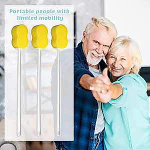 3 Pieces Long Handle Bath Sponge 22.4'' Back Sponge on a Stick Lightweight Back Washer Handled Butt Scrubber Shower Brush for Foot Body Cleaning Bathing Limited Motion, Yellow Sponge