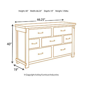 Signature Design by Ashley Lakeleigh Rustic Industrial 7 Drawer Dresser, Dark Brown