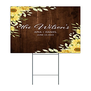 Autravelco Welcome to Our Wedding Yard Signs with Stakes 12x18 Inch Display Date & Couple Name Customized Lawn Signs with Stakes for Rent House Party Supplies Décor