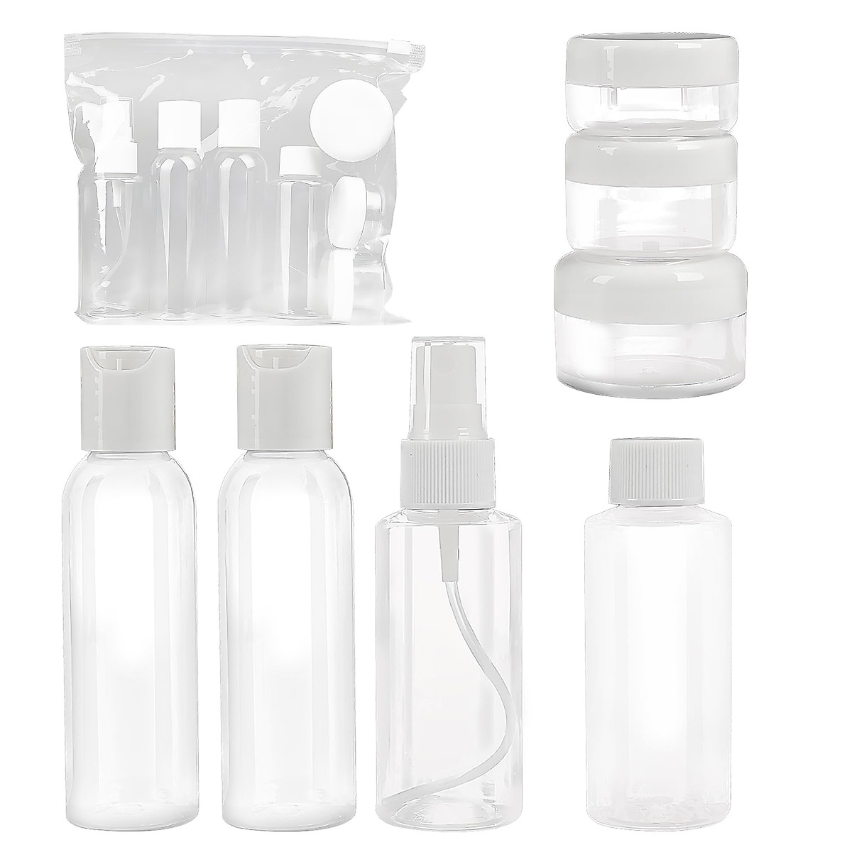 Soft 'N Style Empty Travel Size Bottles Set Plastic Travel Size Empty Bottles, Set of 7 Refillable Cosmetic Container Toiletry Bottles Set or Lotion, Shampoo, Cream, Soap, TSA/Airline Approved