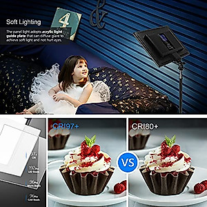 Neewer 13" Led Video Light Panel Lighting Kit, 2-Pack Dimmable Bi-Color Soft Lights with Light Stand, Built-in 8000mAh Battery, 3200K~5600K CRI 95+ 2400Lux for Game/Live Stream/YouTube/Photography