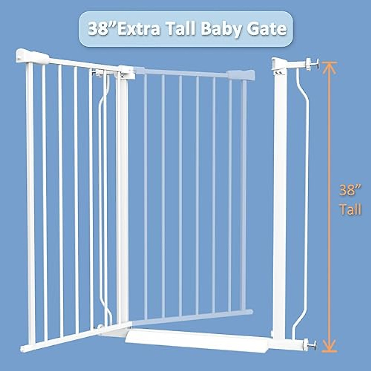 Extra Tall Wide Baby Gate Walk Through, Stand 38" Tall, 57.4-62.2 Inch Pressure Mounted No Drill Dog/Puppy/Pet Long Large Gates - Safety gate for The House doorways and stairways