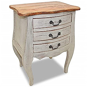 vidaXL Solid Reclaimed Wood Bedside Cabinet w/ 3 Drawers Nightstand Side Table