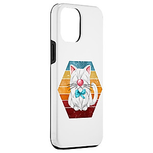 iPhone 13 Pro Max White Cat Owner Watercolor Cat Design For Retro Cat Lover Case