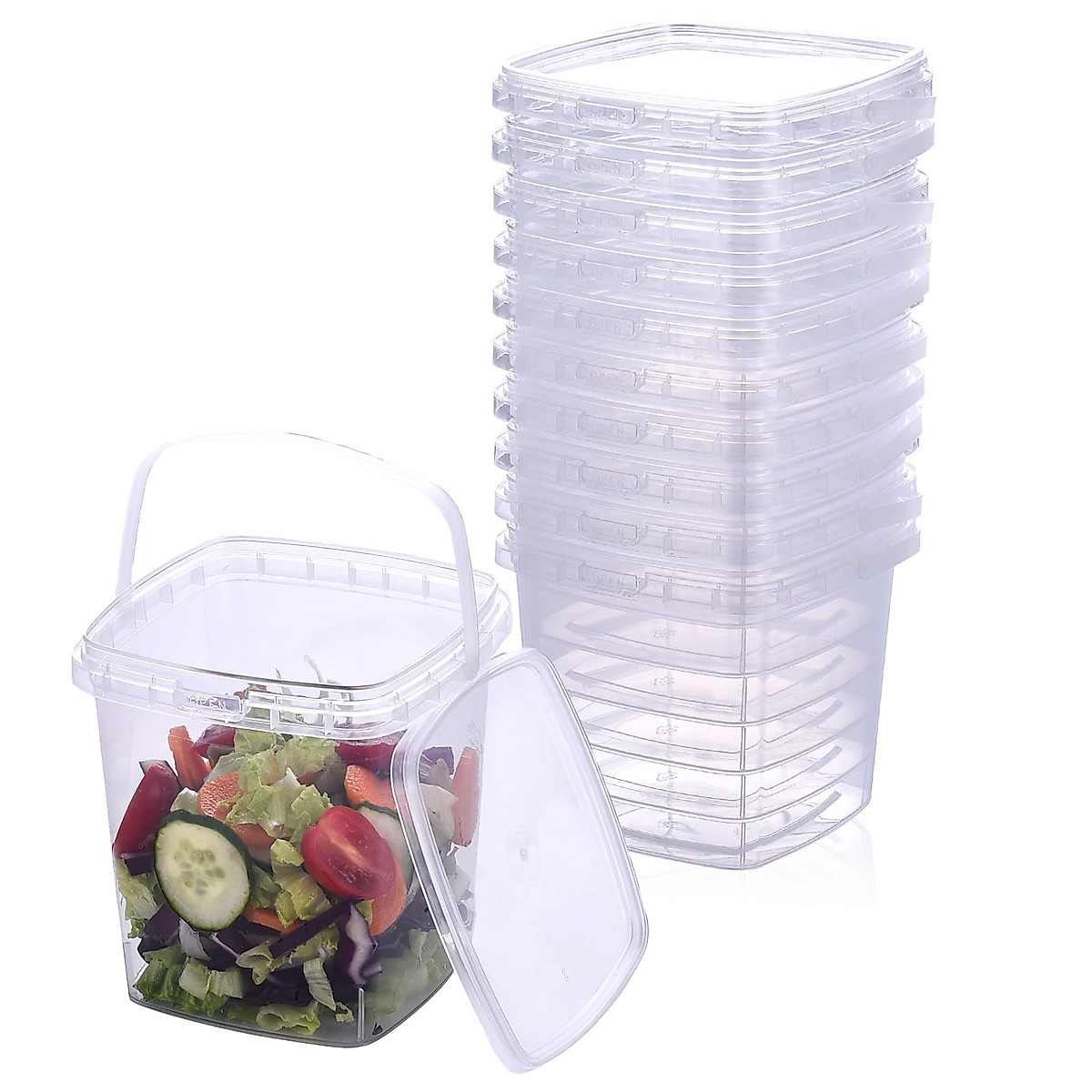SHPii 30 oz. Square Clear Deli Containers with Lids, BPA-Free, Freezer and Microwave Safe Food Storage Containers, Reusable, Meal Prep, Take-out, Restaurant Supplies.(10 packs)