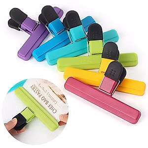 6 Pack Large Chip Bag Clips Assorted Color Food Bag Clips Plastic Heavy Duty Seal Grip, 6 x 3.5 Inch
