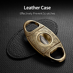 V-Cut Cigar Cutter, Sharp Blade Stainless Steel Carved Cigar Guillotine Scissors with Gift Box(Color:Gold)