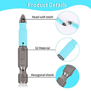 10 PCS Phillips Head Drill Bit Magnetic Phillips Screwdriver Bit Set Ph2 Phillips Bits Set Non-slip Cross Head Electric Screwdriver Bits Set, 1/4 Inch Hex Shank 2inch/50mm
