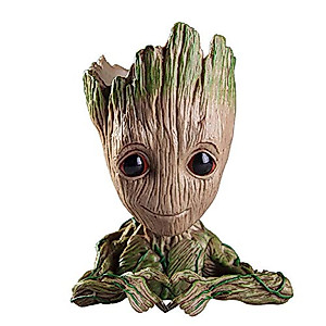 Baby Groot Flowerpot Tree Man Planter Flower Pot with Drainage Hole Pencil Pen Holder,Diligencer Office Party Ornament Christmas Birthday Gift Planter 6
