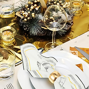 Lallisa Gold Napkin Rings Metal Napkin Ring Holders for Cloth Napkins Table Decorations for Wedding Thanksgiving Christmas Anniversary Birthday Dinners Party of Table Setting(48 Pcs, Classic)