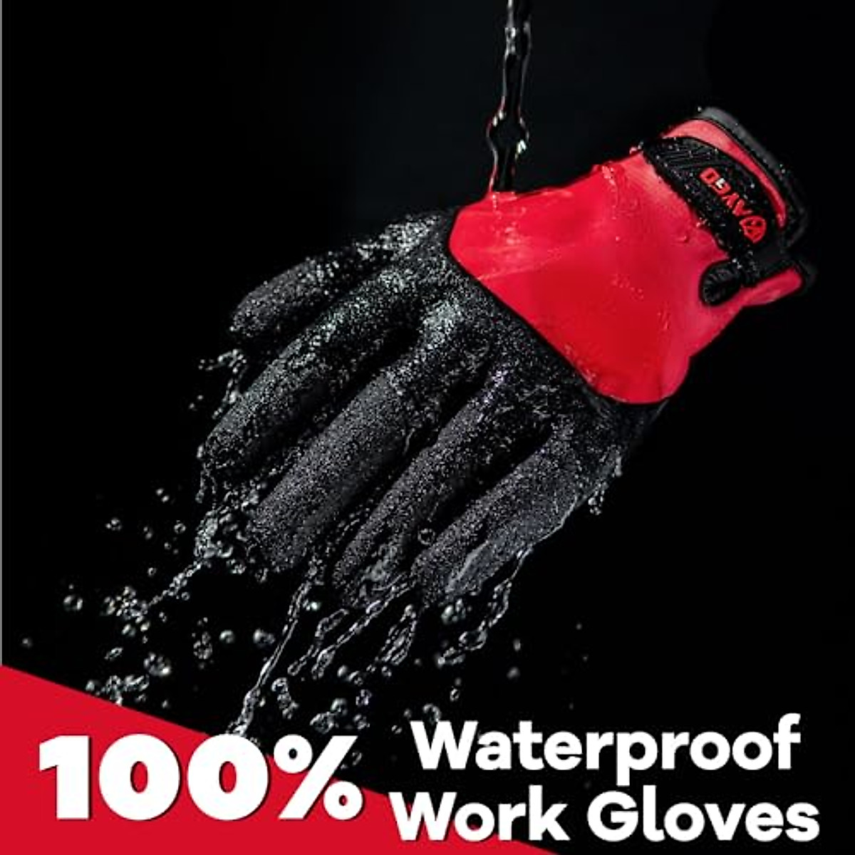 KAYGO Waterproof Thermal Work Gloves for Men and Women, Full Hand Latex Coated, Acrylic Insulated Liner for Freezer Cold Weather, Fine Crinkle Grip,KG140W, Red,Large