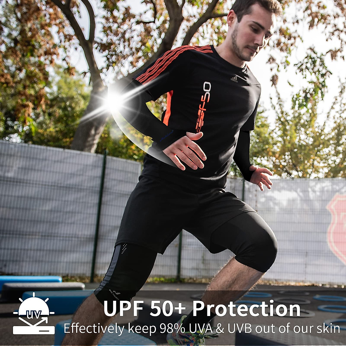 Achiou Balaclava Face Mask UV Protection Arm Sun Sleeves Compression UV Protection