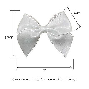 Briefix 25 Pieces Mini Satin Ribbon Bows with Removable Sticky Gel Pads (White)