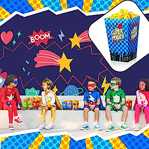 24 Pcs Hero Theme Popcorn Boxes Hero Party Supplies Snack Treat Box Cookie Box Popcorn Containers for Kids Adults Candy Baby Shower Favor Birthday Party Supplies