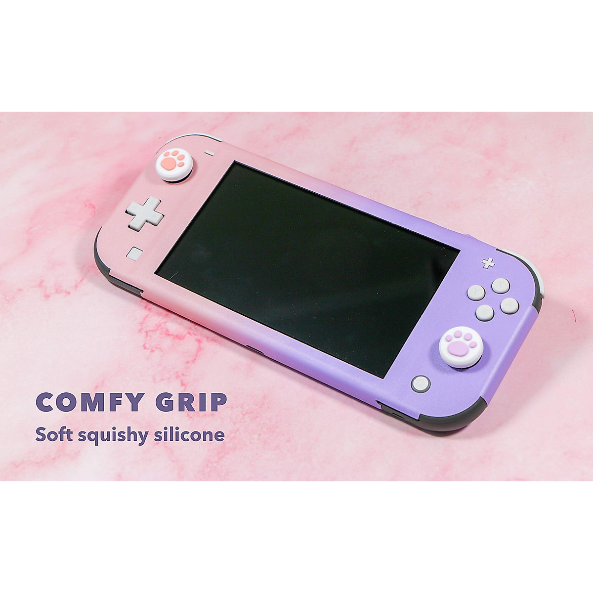 BelugaDesign Paw Thumb Grip Caps | Compatible with Nintendo Switch Standard Lite OLED | Cute Kawaii Animal Joystick Cap, Soft Silicone Cover for Controller | Pack of 4 (Purple)