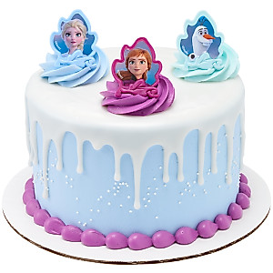 DecoPac Frozen II Rings, Cupcake Decorations Featuring Elsa, Anna, And Olaf For Birthday And Christmas Celebrations - 24 Pack