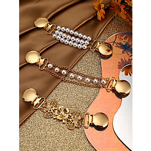 Jetec 3 Pcs Vintage Dress Cinch Clips Shirt Clips Sweater Cardigan Shawl Clips for Women Brooch Clips, 3 Style(Simple Style)