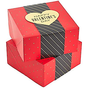 Hallmark 8" Medium Valentine's Day Gift Boxes (Pack of 2: Red with Black and Gold Wrap Band) for Jewelry, Wrapped Candy, Small Toys, Gift Cards