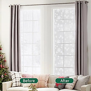 WPCTEV Window Film Non Adhesive Frosted Film Privacy Window Sticker Self Static Cling Vinly Glass Film Anti UV Decorative for Home Office Snowflakes 17.7 Inch x 6.5 Feet