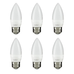 Sunlite 41380-SU LED Torpedo Tip B11 Chandelier Light Bulb, 7 Watts (60W Equivalent), 500 Lumens, Medium Base (E26), Dimmable, 27K - Warm White, 6 Pack, Frost