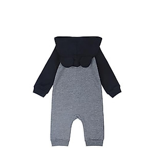 Disney Baby Boy Mickey Mouse Coverall Romper Creeper with Hood and 3D Mouse Ears