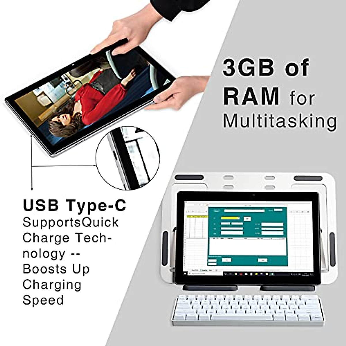 Tablet, Android 11 Tablet, HAOVM MediaPad S30 10.1 inch Android Tablet, Quad-Core 1.6GHz Processor, 1920x1200 IPS FHD Display, 3GB RAM, 512GB Expandable, 13MP Camera, 5.0 WiFi, 6000mAh Battery, Type-C