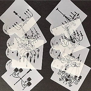 8pcs Chandelier Decorating Wedding Cake Cookie Stencil Fondant Cupcake Decorating Plastic Design Tools by Art Kitchenware ST-882