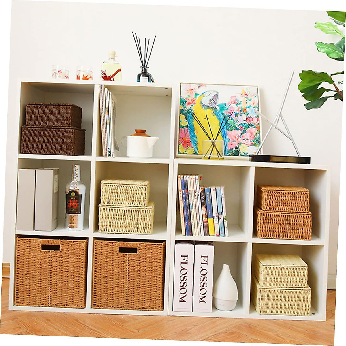 CHILDWEET 150cm Beige Wicker Storage Basket with Lid, Multipurpose Basket for Home, Kids, Office, Decor, Organization