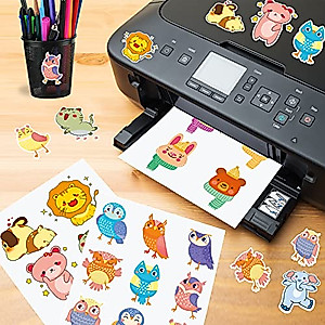 Printable Vinyl Glossy Sticker Paper for Inkjet Printer 100 Sheets White Waterproof Self-Adhesive Sheets 8.5x11 Inches