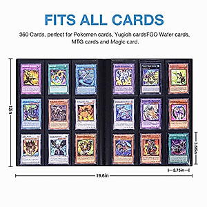 LIUDU Card Binder 9-Pocket,360 Pockets Game Cards with 20 Sleeves,Trading Card Collection Zipper Binder Holder for Kids Gifts (Black 360Pockets)