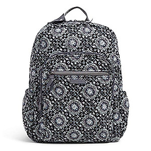 Vera Bradley Women's Cotton Campus Backpack, Charcoal Medallion, One Size