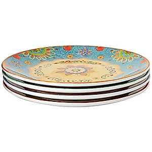 Certified International Tunisian Sunset 9" Dinner Plates, Set of 4, 10.5", Multicolor