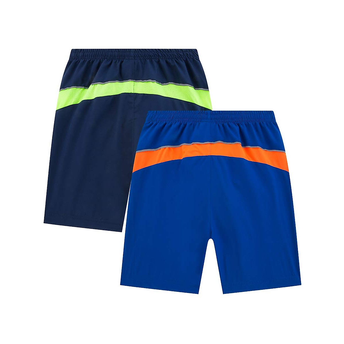 Hiheart Boys 2-Pack Quick Dry Athletic Shorts with Mesh Side Panel Navy Blue 3T