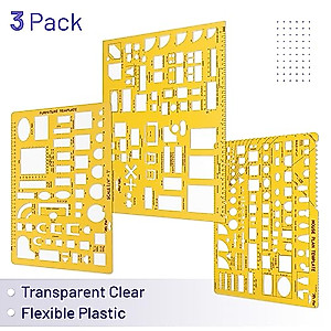 Mr. Pen- House Plan, 3 Pack, Orange, Interior Design and Furniture Templates, Drafting Tools and Ruler Shapes for Architecture, Drafting Tools, Architecture Supplies, Drafting Templates