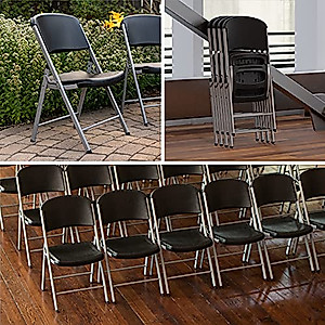 LIFETIME Commercial Grade Folding Chairs, 6 Pack, Black