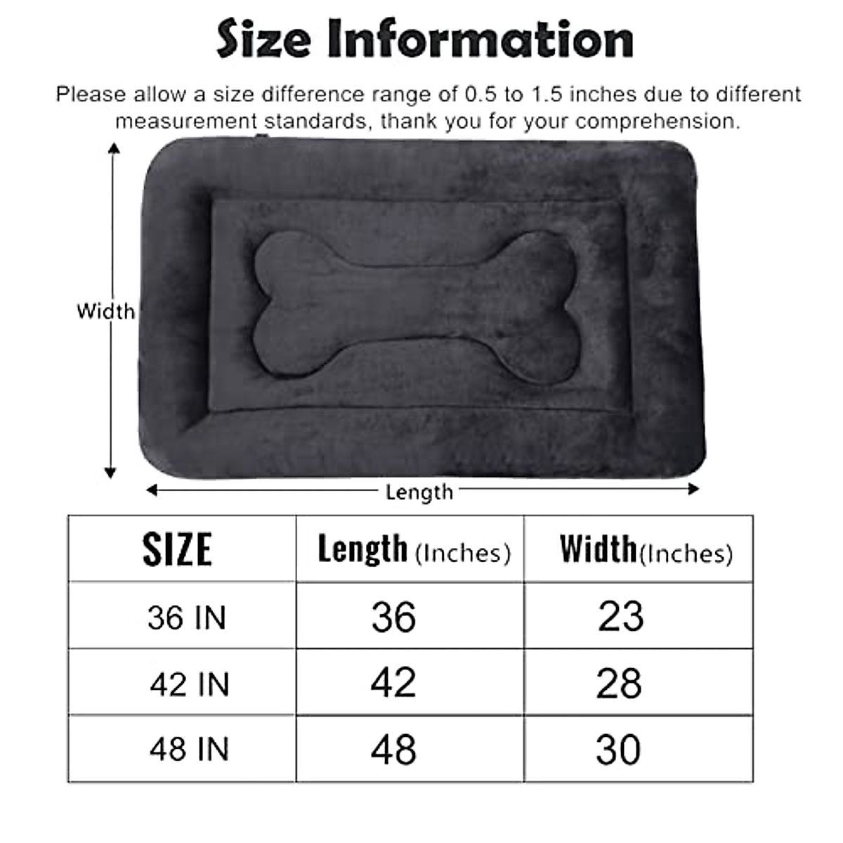 JoicyCo Dog Bed Large Crate Mat 42 in Non-Slip Washable Soft Mattress Kennel Pads
