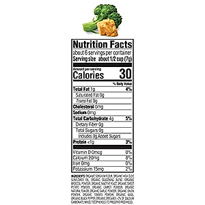 Happy Baby Organics Organic Snackers, Gluten Free Baked Grain Snack, Vegan Cheddar & Broccoli 1.5oz Cup (Pack of 6)