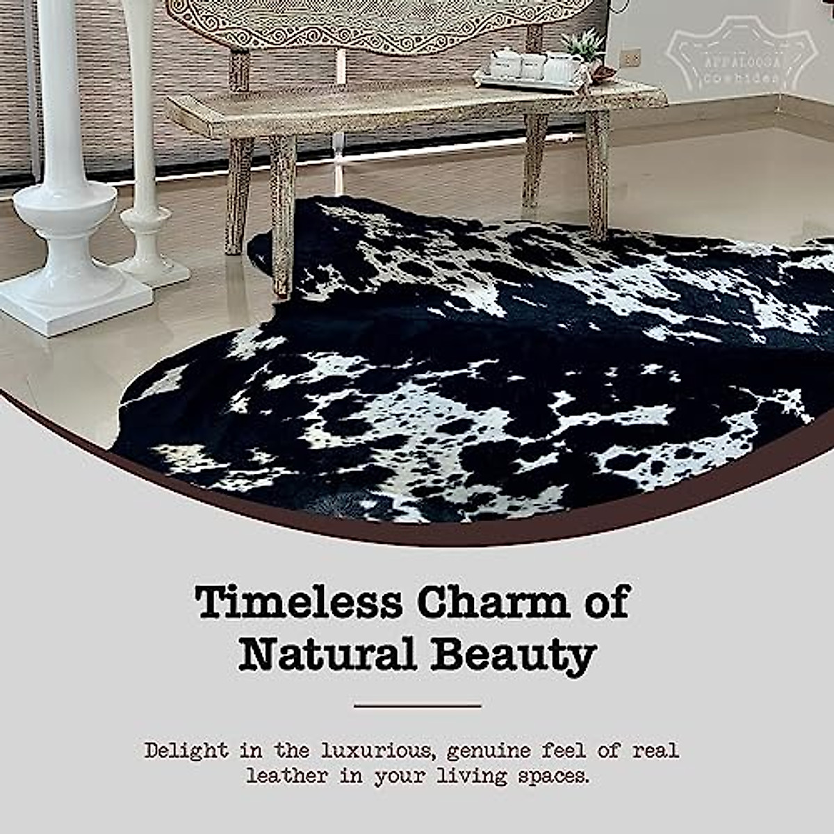 Appaloosa Cowhides Genuine Cowhide Rug - Natural Black and White Rugs for Living Room & Bedroom Aesthetic - Real Cow Hide Rug for Rustic Home Decor - Authentic 6'x8' Black & White Collection