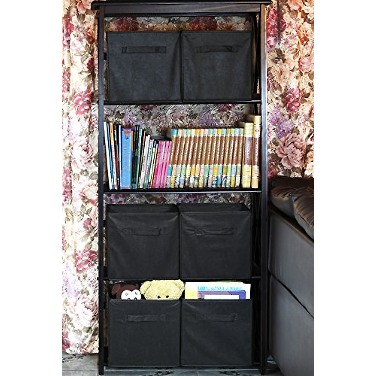 6 Pack - SimpleHouseware Foldable Cube Storage Bin, Black