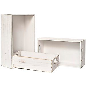 MACVAD Set of 3 Wooden Boxes for Storage – Small Wooden Crates for Display and Organizing, Farmhouse Style Wooden Storage Boxes for Crafts, Decor, Home Pantry and Living Room