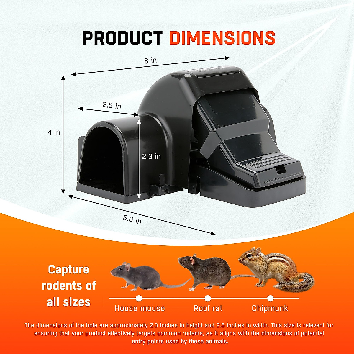 CATCHRANG Rat Traps for Outside, Chipmunk Traps, Indoor & Outdoor Rat Trap Large Fast Kill, Tunneled Design Trap for Big Rats, Squirrel Traps, Effective Rat Killer - 2Pack