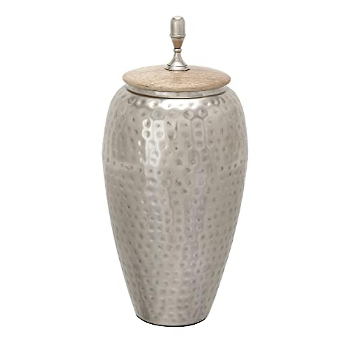 Deco 79 Contemporary Metal Abstract Decorative Jars, 7" x 7" x 16", Silver