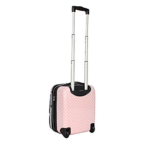 Betsey Johnson Designer Underseat Luggage Collection - 15 Inch Hardside Carry On Suitcase for Women- Lightweight Under Seat Bag with 2-Rolling Wheels (Stripe Roses)
