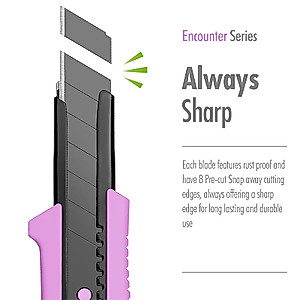 FantastiCAR Soft Material Grip Retractable Snap-off Utility Knife Safety Box Cutter, with Extra 10 Blades, and Can Opener Design, for Heavy Duty Work, Carpet, Cartons and Cardboard (Purple)