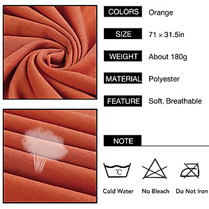 Kachanaa Soft Head Scarfs Headbands for Women Stretch Jersey Head Wraps Solid Color African Hijab Scarfs Summer Breathable Turbans(Orange)