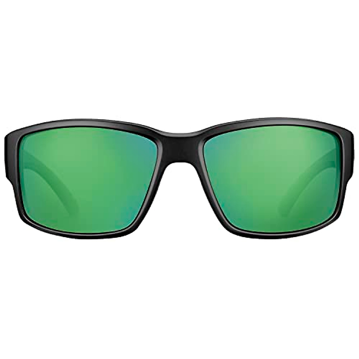 Flying Fisherman Baleen Wrap Around Polarized Sunglasses, Matte Black Frame/Amber-Green Mirror Lens, Medium