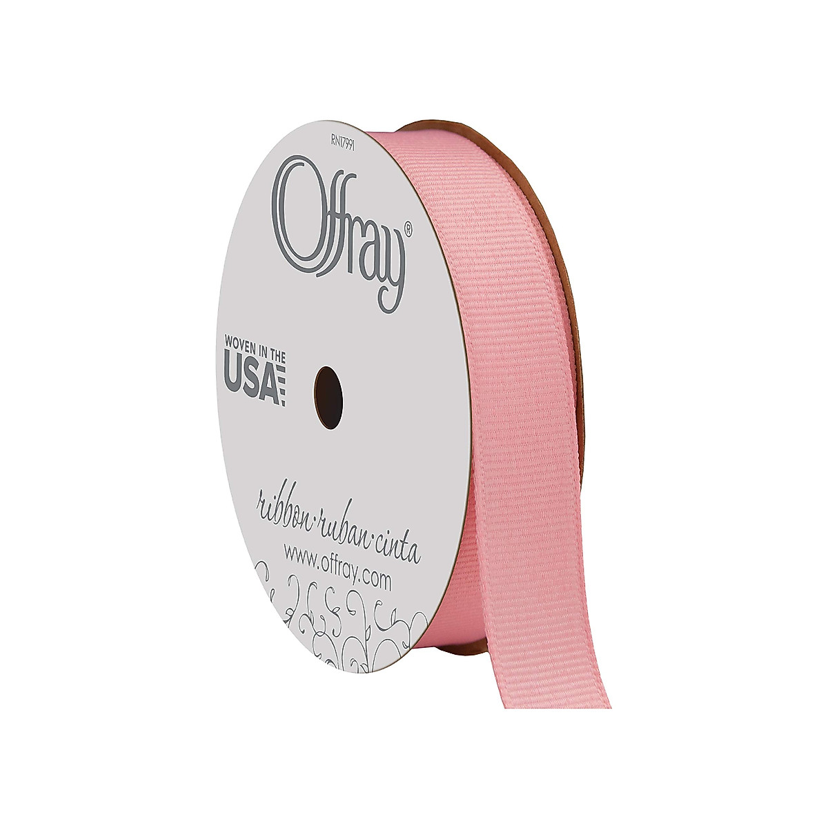 Offray Grosgrain Craft Ribbon, 5/8-Inch x 18-Feet, Pink