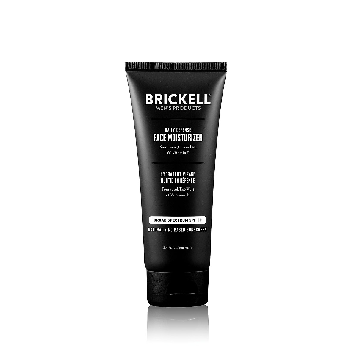 Brickell Men's Daily Defense SPF20 Face Moisturizer for Men, Natural & Organic, Zinc Oxide Face Moisturizing Mineral Sunscreen, Hydrates & Protects Skin Against Harmful UVA/B rays, 3.4oz, Unscented